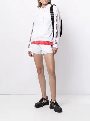 Moschino Stripe Drawstring Hoodie - White