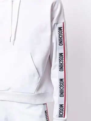 Moschino Stripe Drawstring Hoodie - White