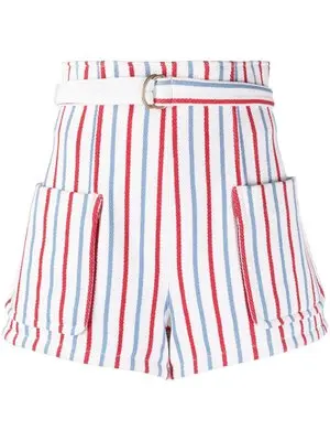 Philosophy Di Lorenzo Serafini Striped High-waisted Shorts - Neutrals