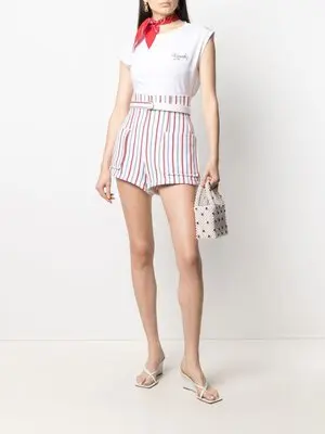 Philosophy Di Lorenzo Serafini Striped High-waisted Shorts - Neutrals