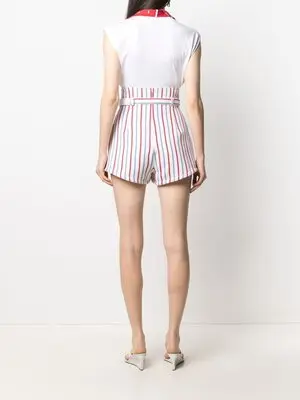Philosophy Di Lorenzo Serafini Striped High-waisted Shorts - Neutrals
