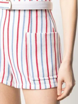 Philosophy Di Lorenzo Serafini Striped High-waisted Shorts - Neutrals