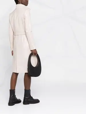 COURREGES Logo-appliqué Vinyl Trench Coat - Neutrals