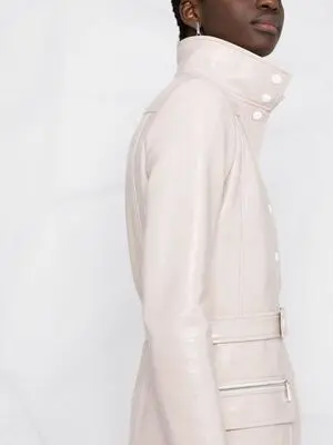 COURREGES Logo-appliqué Vinyl Trench Coat - Neutrals