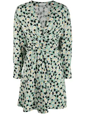 SANDRO Sandro Floral & Polka Dot Print Mini Dress
