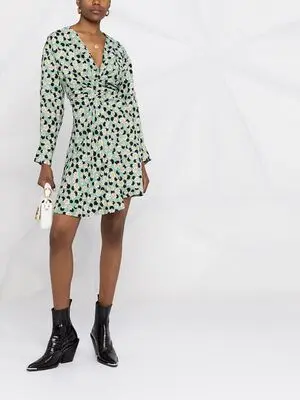 Sandro Floral & Polka Dot Print Mini Dress