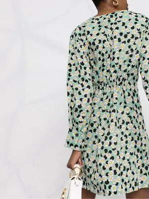 Sandro Floral & Polka Dot Print Mini Dress