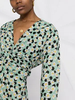 Sandro Floral & Polka Dot Print Mini Dress