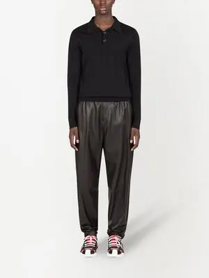 Dolce & Gabbana Lambskin Leather Tapered Trousers