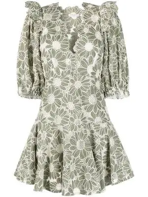 sandro floral audrey open knit dress Sandro Floral Open-Knit Mini Dress In Green - 44% Off