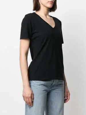 Majestic Filatures V-neck Cotton T-shirt - Black