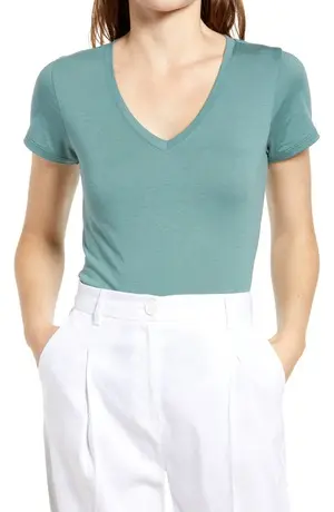 Nordstrom Women's Nordstrom Everyday V-Neck T-Shirt Blue/green