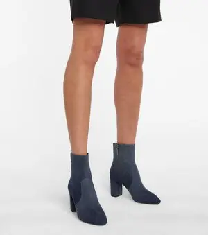 Saint Laurent Loulou 75 Denim Ankle Boots - Blue | Editorialist display picture 1