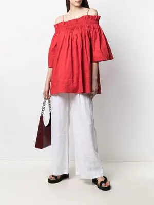 UMA WANG Off-shoulder Linen-blend Blouse