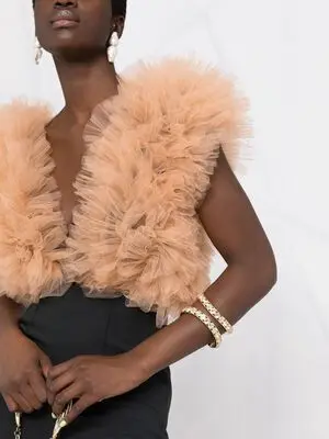 Alchemy Fashions X Lia Aram Organza Ruffle Bodysuit - Neutrals
