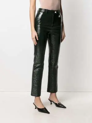 COURREGES Slim-cut Vinyl Trousers - Green