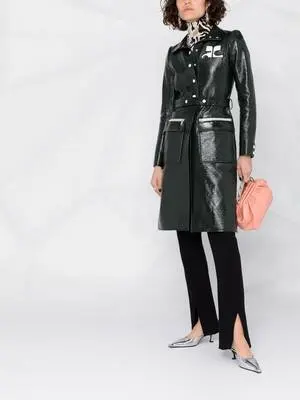 COURREGES Logo-appliqué Vinyl Trench Coat