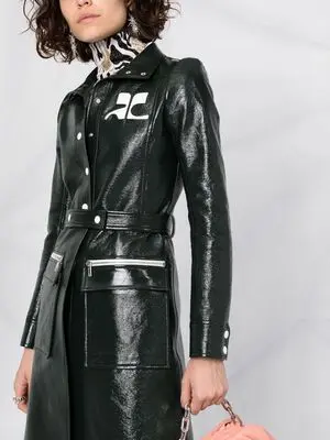 COURREGES Logo-appliqué Vinyl Trench Coat