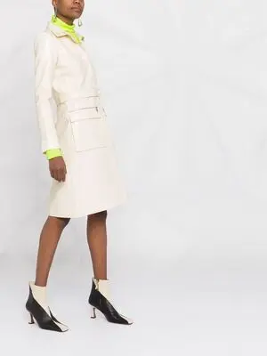 COURREGES Logo-appliqué Vinyl Trench Coat - Neutrals