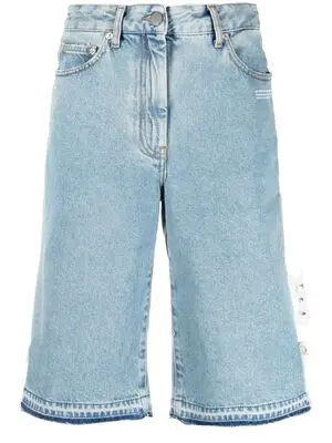 Off-White Knee-length Denim Shorts