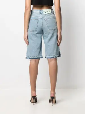 Off-White Knee-length Denim Shorts