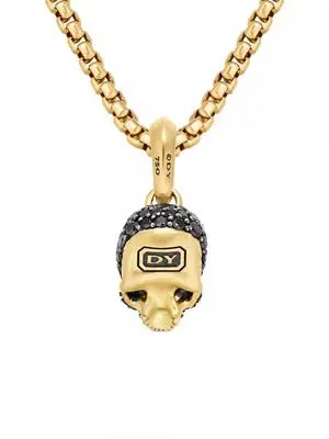 David Yurman 18kt Yellow Memento Mori Skull Diamond Amulet