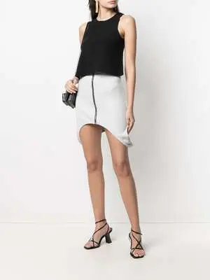 LOURDES Asymmetric Zip-up Fitted Skirt