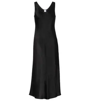 Max Mara Talete Satin Midi Dress - Black