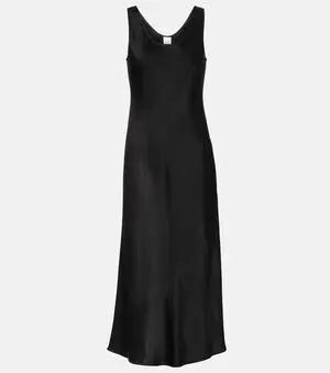Max Mara Talete Satin Midi Dress - Black
