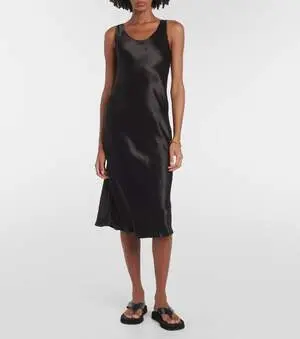 Max Mara Talete Satin Midi Dress - Black
