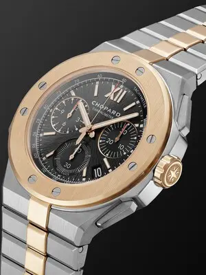 Chopard Alpine Eagle Xl Chrono Automatic Watch In Lucent Steel And 18-karat Rose Gold - Black