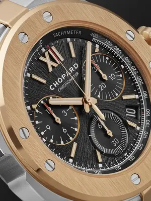 Chopard Alpine Eagle Xl Chrono Automatic Watch In Lucent Steel And 18-karat Rose Gold - Black