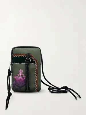 Moncler 1 Jw Anderson Logo-appliquéd Canvas Phone Pouch With Lanyard - Brown