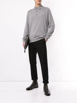 John Smedley Long-sleeve Polo Shirt - Grey
