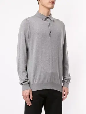 John Smedley Long-sleeve Polo Shirt - Grey