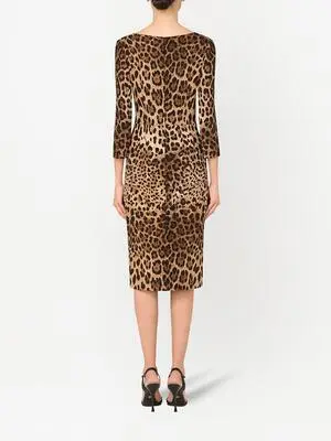 Dolce & Gabbana Leopard-print Midi Dress - Brown