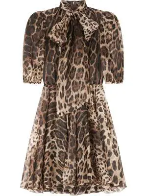 Dolce & Gabbana Leopard-print Organza Mini Dress