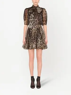 Dolce & Gabbana Leopard-print Organza Mini Dress