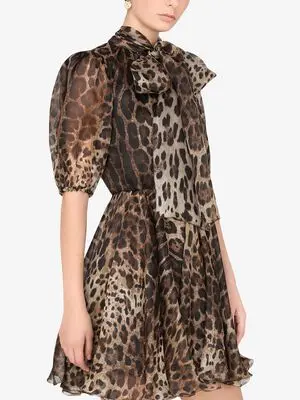 Dolce & Gabbana Leopard-print Organza Mini Dress