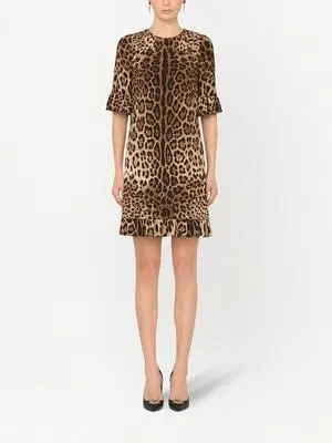 Dolce & Gabbana Leopard-print Mini Dress - Brown