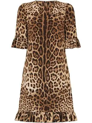 Dolce & Gabbana Leopard-print Mini Dress - Brown