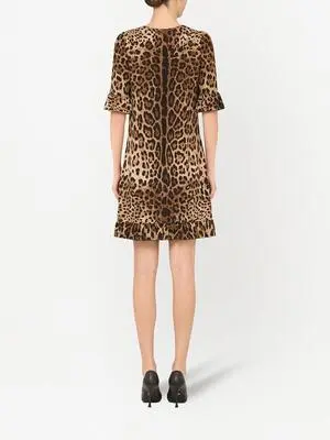 Dolce & Gabbana Leopard-print Mini Dress - Brown