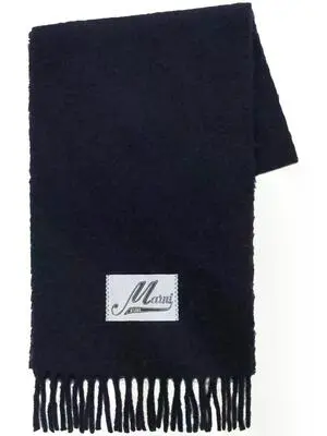 Marni Logo-appliqué Alpaca Scarf - Blue