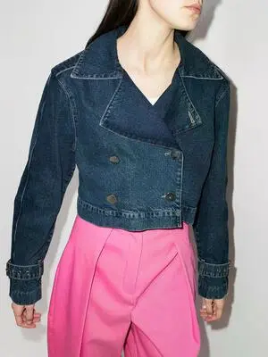 ROTATE BY BIRGER CHRISTENSEN Ruffle-trim Denim Jacket