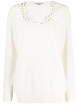 Stella McCartney Lace-detail V-neck Jumper