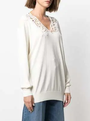 Stella McCartney Lace-detail V-neck Jumper