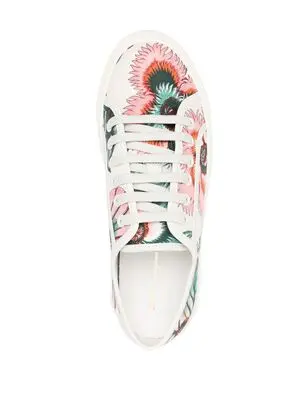FERRAGAMO Papavero-print Low-top Sneakers - Neutrals
