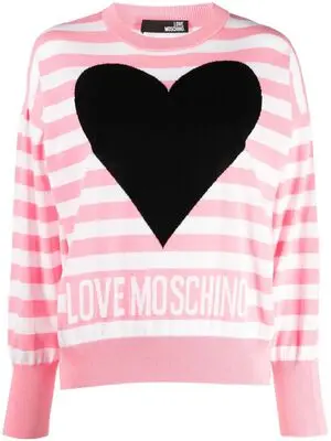 Moschino Logo-print Striped Sweatshirt - Pink