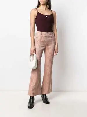 COURREGES Logo Print Ribbed Knit Top