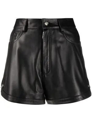 Philipp Plein Pin-embellished Leather Shorts